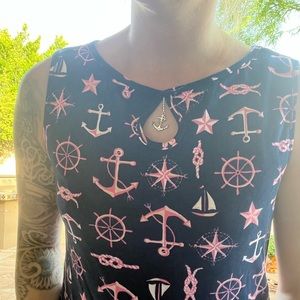 Quacker Factory | Dresses | Quaker Favorite Pink And Blue Anchor Dress ...